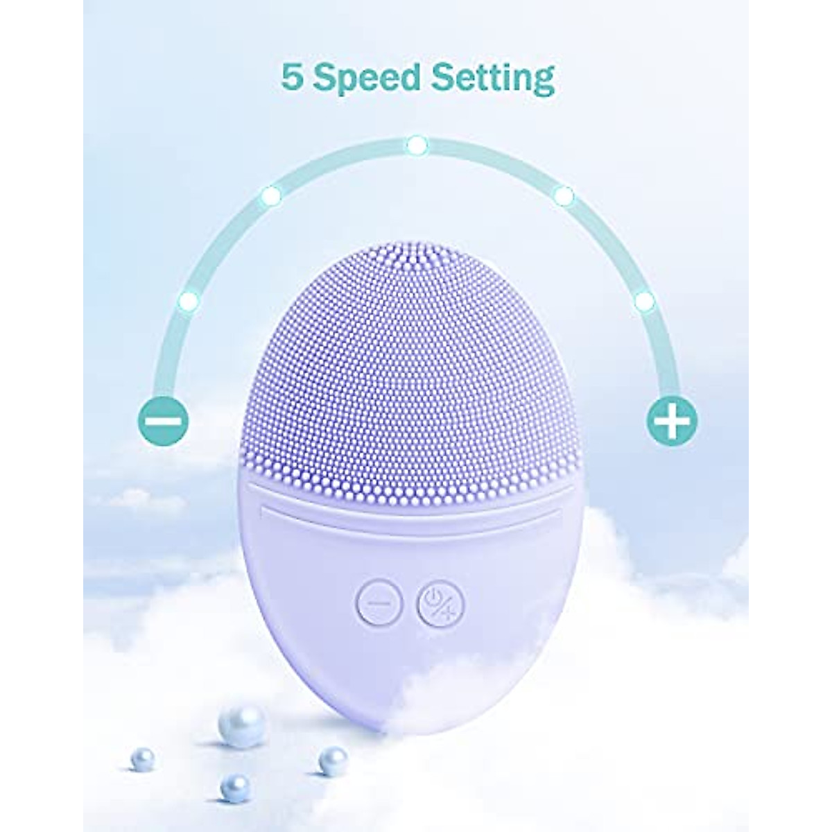 EZBASICS Facial Cleansing Brush Made with Ultra Hygienic Soft Silicone, Waterproof Sonic Vibrating Face Brush for Deep Cleansing, Gentle Exfoliating and Massaging, Inductive Charging (Violet)