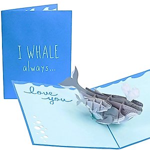 PopLife Humpback Whale Parent and Child 3D Pop Up Card - Mother's Day Gift, Whale Lover's Birthday, Graduation - for Mom, for Daughter, for Son, for Parent, for Dad