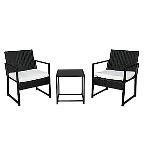 OBIOZZ Patio Furniture Set 3Pcs Patio Furniture Set Outdoor Wicker Sofas Rattan Chair Table Flat Chair Set, Ideal for Your Backyard, Balcony, Garden for Backyard Porch