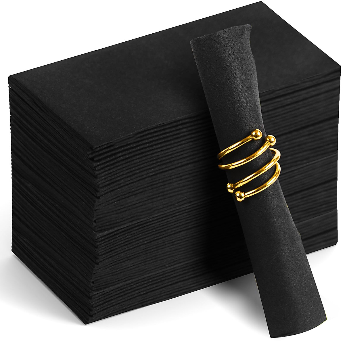 KAMMAK 100 Pack Black Napkins Disposable Linen Feel Dinner Paper Napkins Bulk, Soft Thick and Absorbent Fancy Napkins Cloth Like for Bathroom, Kitchen, Wedding,Christmas Party and Any Events