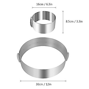 WIWAPLEX Cake Ring 6 to 12 Inch Adjustable Round Stainless Steel Cake Mousse Mould Ring Bakeware Tools Cake Decorating Mold Baking Ring