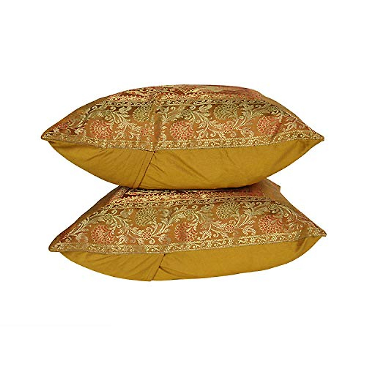 DecorHack by Arusaya Set of 2 Elephant Design Indian Traditional Throw Pillow Cover Beige Cushion Cover 16 X 16 Inch