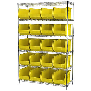 Akro-Mils 30260 AkroBins Plastic Storage Bin Hanging Stacking Containers, (18-Inch x 11-Inch x 10-Inch), Yellow, (6-Pack)