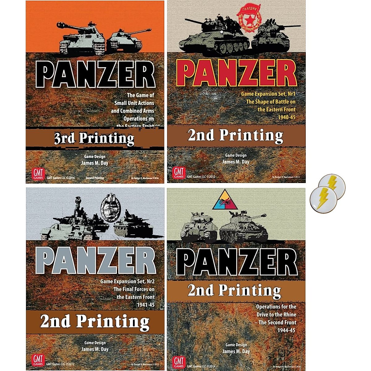 Panzer Game Bundle of Base Game Plus Three Expansions and 2 Lightning Bolt Buttons