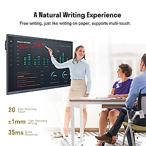 JAV Smart Board 75" Interactive Whiteboard 4K Touchscreen, Digital Presentation Electronic Smart Whiteboard Built-in Camera for Classroom Home Office Studio (Wall Mount Included)
