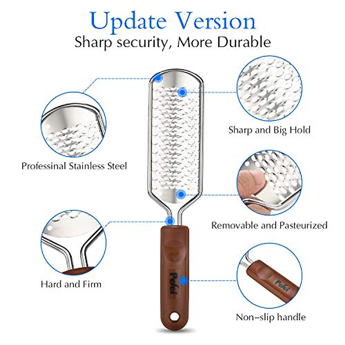 Professional Pedicure Foot File, Colossal Stainless Steel Detachable Foot Scrubber, Hard Skin Removers Pedicure Rasp for Wet and Dry Feet