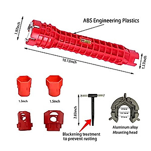 KFZDCG 14-in-1 Multifunctional Wrench Plumbing Tool, Faucet and Sink Wrench, Faucet and Sink Installer for Toilet Bowl, Sink, Bathroom, Kitchen Pipe and Tub Drain Removal
