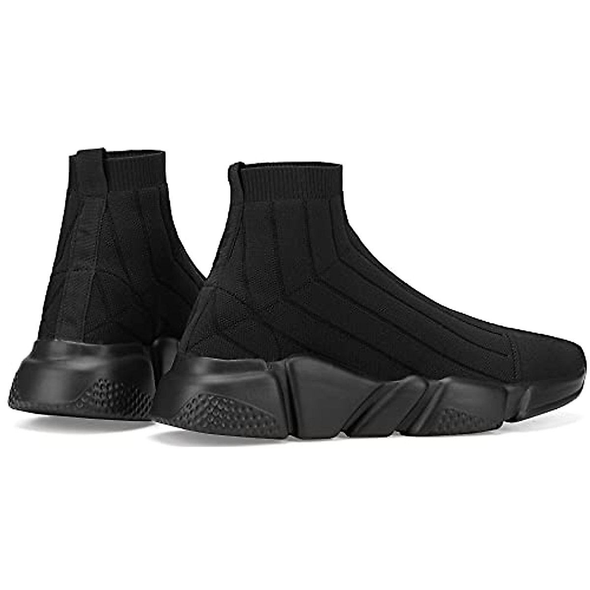 Santiro Mens Sport Shoes Slip On Tennis Workout Shoes Lightweight Breathable High Top Gym Running Walking Sock Sneakers for Men All Black 10 US