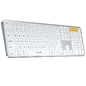 ProtoArc Backlit Bluetooth Keyboard for Mac, K100-A Ultra Slim Wireless Keyboard with Numeric Keypad, 3-Device Connection, Rechargeable for Mac Mini MacBook Pro, MacBook Air, iMac, iPad
