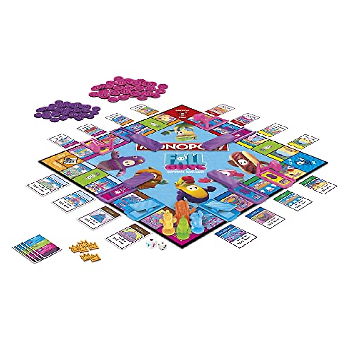 Monopoly Fall Guys Ultimate Knockout Edition Board Game for Players Ages 8 and Up, Dodge Interactive Obstacles, Includes Knockout Die
