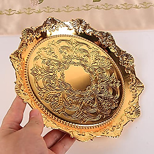 FOMIYES Turkish Ottoman Coffee Tea Beverage Serving Wavy Tray Gold