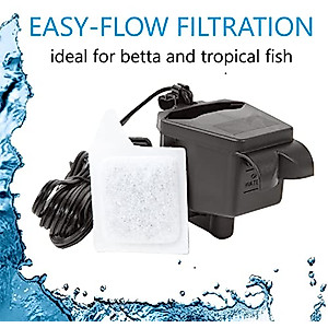 Koller Products AquaView 2-Gallon Plastic 360 Aquarium with Power Filter & LED Lighting for Tropical Fish - Betta Fish