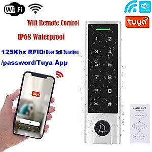 2.4G WiFi Access Control,125Khz EM Card Door Lock, Access Controler, IP67 Waterproof,Access Control System Kit,Touch Keypad Smart Lock Opener,1000 User,Tuya Mobile APP Remote Open (Door Bell Version)