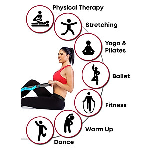 Stretching Strap with Loops - Non Elastic Stretch Band for Physical Therapy, Yoga Strap for Stretching Equipment, Stretch Bands for Exercise and Flexibility - Fascia, Hamstring & Leg Stretcher Belt