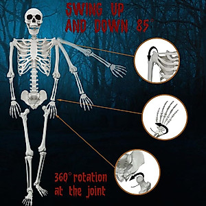 UMEELR 5.4ft/165cm Halloween Skeleton, Poseable Full Size Skeleton with Black Cloak, Life Size Human Bones for Halloween Front Yard Patio Lawn Garden