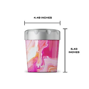 S'well Stainless Steel Ice Cream Pint Cooler 16 ounces Triple Layered Vacuum Insulated Keeps Ice Cream Frozen for Hours Ice Cream Pint Cooler, 1 Count (Pack of 1), Rose Agate