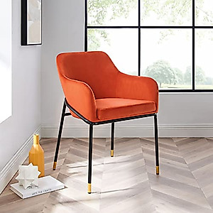 Modway Jovi Performance Velvet Dining Armchair in Black Orange