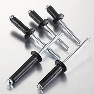 Wensilon (300Pcs) 3/16"x3/8" Black Aluminum blind pro Rivets,Aluminum Grip and Steel Mandrel