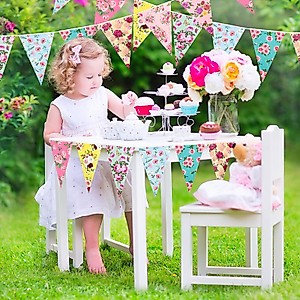 Floral Birthday Decorations Wildflower Garland Sign Tea Party Decor for Bridal Wedding Birthday Parties Baby Shower Home Outdoor Hanging Decor