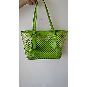 Top Shop Womens Casual Polka Dot Clear Tote Bag Transparent Beach Handbag Green Shoulder Bag