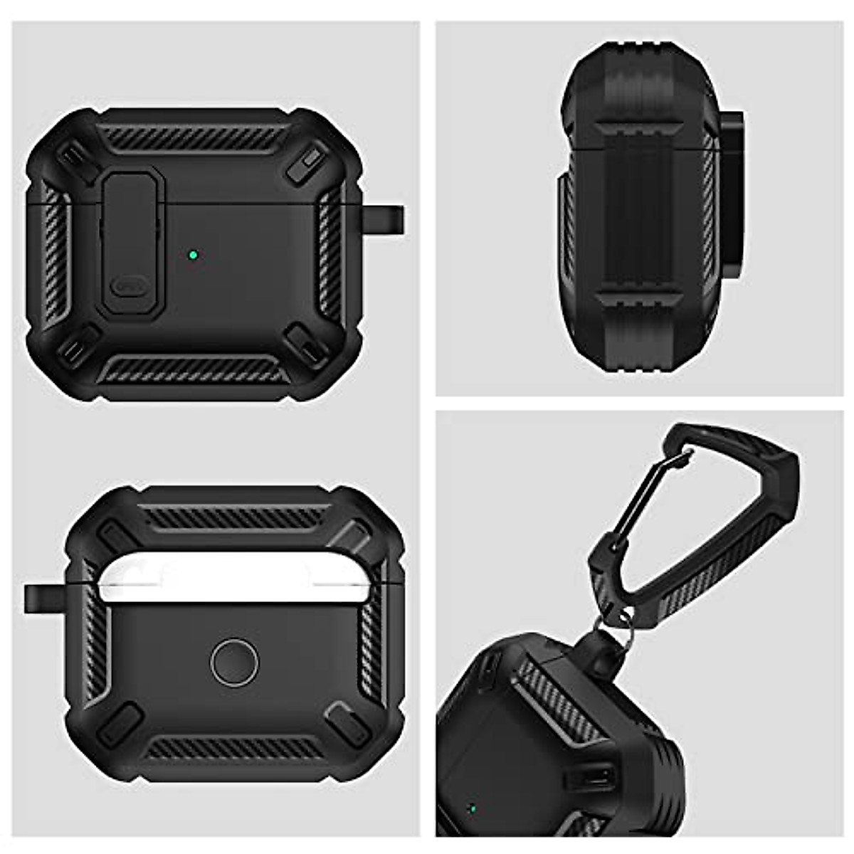 OETKER Compatible AirPods 3 Case Cover, Secure Lock Clip Full-Body Rugged Airpods 3rd Generation Shockproof Case Hard Shell for Men Women with Keychain for Airpod Gen 3 Charging Case 2021,Black