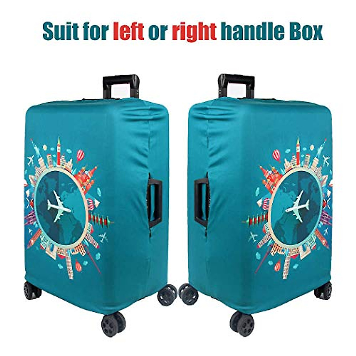 WUJIAONIAO Travel Luggage Cover Spandex Suitcase Protector Washable Baggage Covers (L (for 25-28 inch luggage), Go Travel)