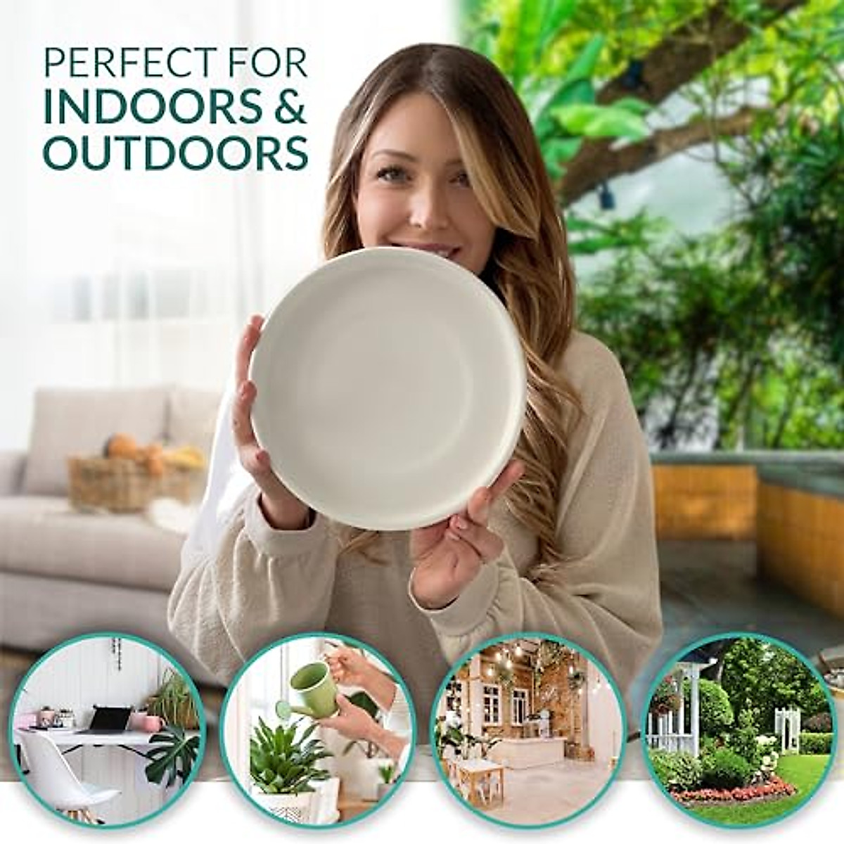 Willowy Matte White Ceramic Pot Saucer - Drainage Tray for 6, 7, 8, 9 Inch Planters + More Sizes