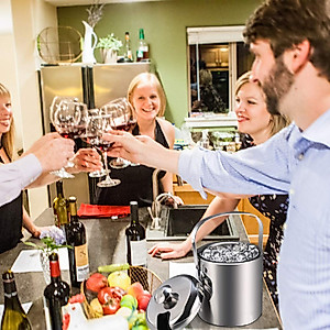 Sailnovo Ice Bucket, Double-Wall Stainless Steel Insulated Ice Buckets With Lid and Ice Tong, Ideal for Cocktail Bar, Parties, Chilling Wine, Champagne - 1.2 Liter Ice Container