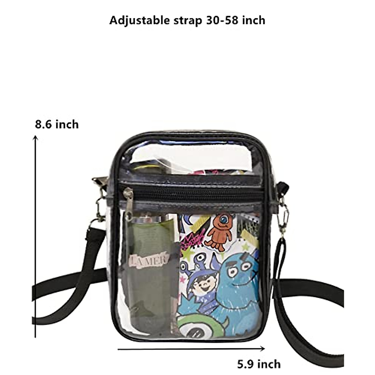 FASHLOVE Clear Purse Bag, Bag Tote Stadium Approved Clear Crossbody bag Sports Concerts Festivals