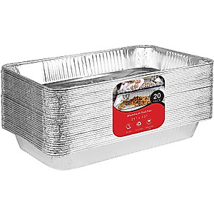 21x13 Aluminum Pans (20 Pack) Durable Full Size Deep Aluminum Foil Roasting & Steam Table Pans - Deep Pan for Catering Large Groups - Disposable Pans Great for Cooking, Heating, Storing, Prepping Food