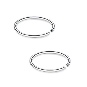 SCERRING 12PCS 22G Stainless Steel Fake Nose Septum Hoop Rings Lip Helix Cartilage Tragus Ear Ring Piercing 6mm - Silver
