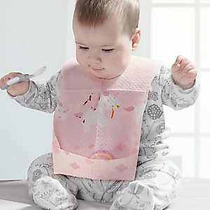 SUNVENO Disposable Bibs, Baby Disposable Bib Leak-proof Liner & Reusable Fastener, 20 Pieces