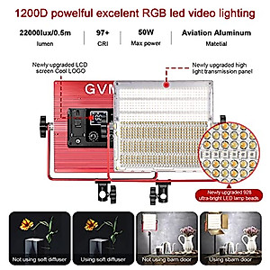 GVM 1200D PRO RGB LED Video Light with 3 Softboxes,50W Video Lighting Kit, 360°Full Color Led Video Lighting Kit with APP Control3 Packs Video Light, 3200K-5600K, Aluminum Alloy Shell, CRI 97