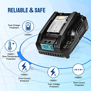 DC18RC DC18RCT Lithium-Ion Battery Charger Compatible with Makita 14.4V-18V Battery LXT BL1415 BL1430 BL1815 BL1820 BL1830 BL1840 BL1850 BL1860 BL1860b