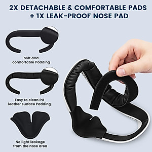 Lampelc Cooling Fan for Meta/Oculus Quest 2, VR Facial Interface Air Circulation with 3 Speed, 2X Soft PU and Foam Face Cover, Light-Proof Nose Pad, Relieve Lens Fogging and Hot Air