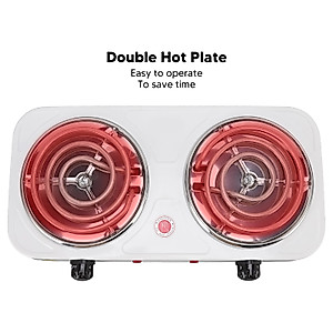 Electric Countertop Stove, 2000W Multifunctional 2 Portable Cooking Stove Electric Hot Plate Double for Home and Outdoor (110V)