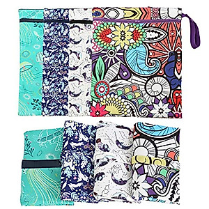 Cloth Diaper Wet Dry Bags, 16x13 inch Waterproof and Reusable Nappy Organizer Bag with Two Zippered Pockets for Swimsuits or Wet Clothes (White)