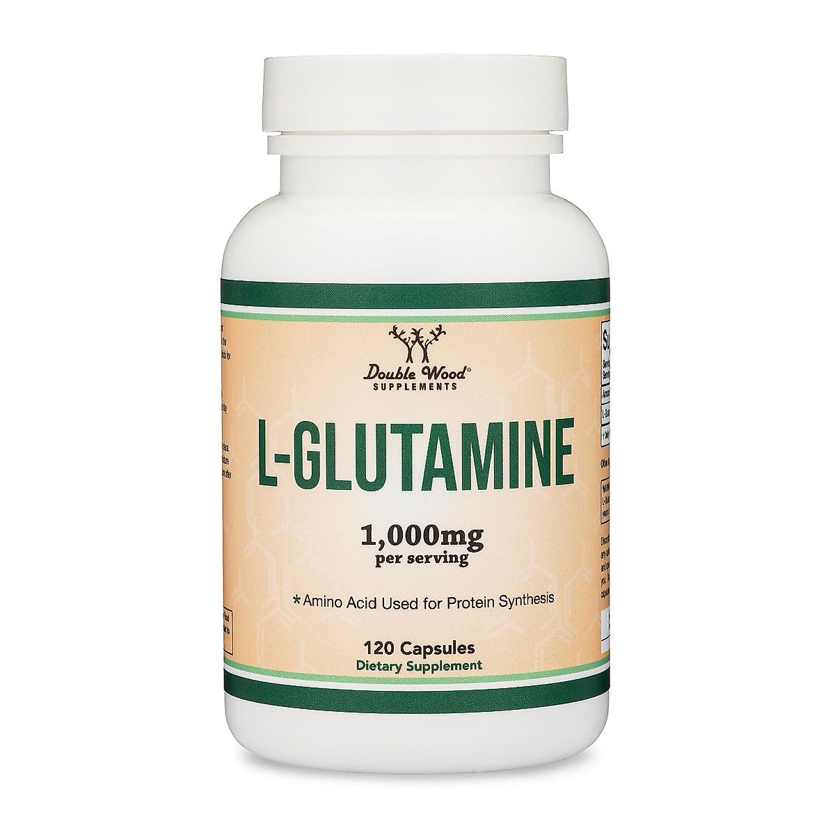 L Glutamine Capsules - No Fillers (1000mg Servings, 120 Capsules) Non-GMO, Gluten Free, Keto Safe, Vegan Friendly, Third Party Tested (for Endurance and Gut Health) by Double Wood