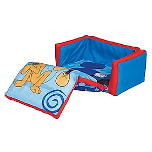 Mickey Mouse Kids Sofa Bed, Children 2-in-1 Flip Open Inflatable Comfy Couch to Lounger, Toddler Nap Mat, Over 4ft Long