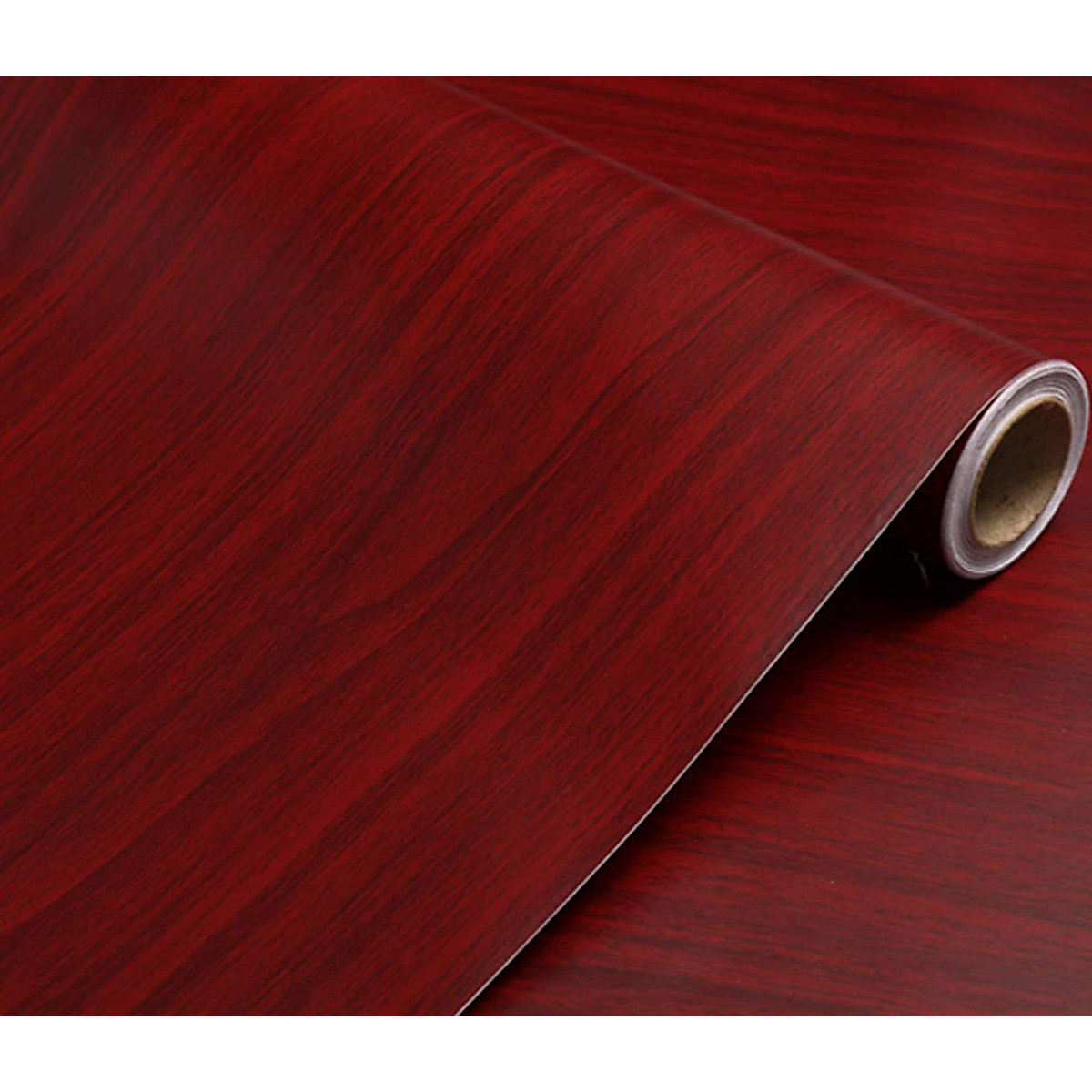 Dark Red Wood Film Peel Stick Wood Grain Wallpaper Adhesive Paper Vinyl Funitures Drawer Shelf Liners Stickers,15.8inch by 79inch