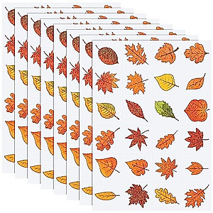 Nosiny 240 Pcs Fall Glitter Temporary Tattoos Maple Leaves Stickers Autumn Tattoo Sticker Fall Leaves Glitter Tattoos for Fall Thanksgiving Them Party Body Face Women Men Kids
