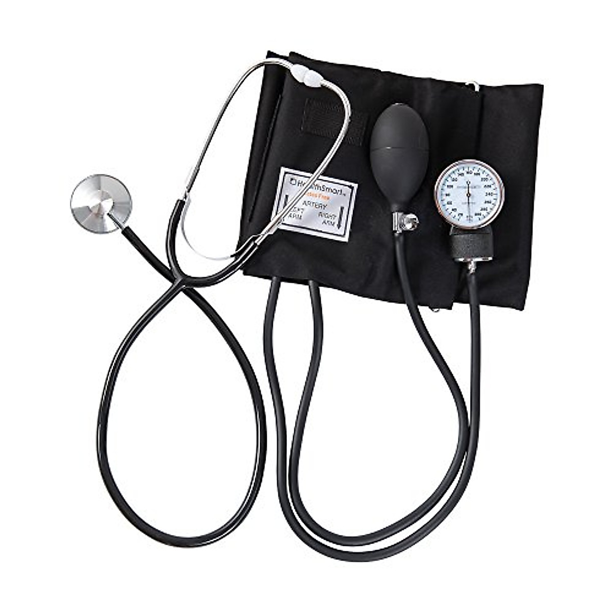 MABIS Professional Aneroid Sphygmomanometer Blood Pressure Gauge, Stethoscope and Blood Pressure Cuff, With Carrying Case, Adult Large Cuff, Black