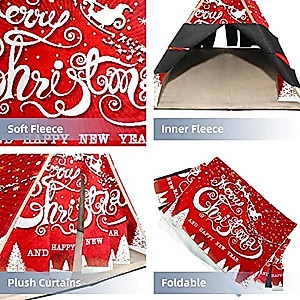 enheng Small Pet Hideout Merry Christmas Beautiful Hamster House Guinea Pig Playhouse for Dwarf Rabbits Hedgehogs Chinchillas