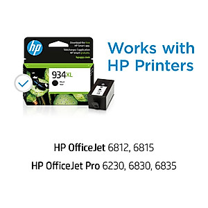HP 934XL Black High-yield Ink Cartridge | Works with HP OfficeJet 6810; OfficeJet Pro 6230, 6830 Series | C2P23AN