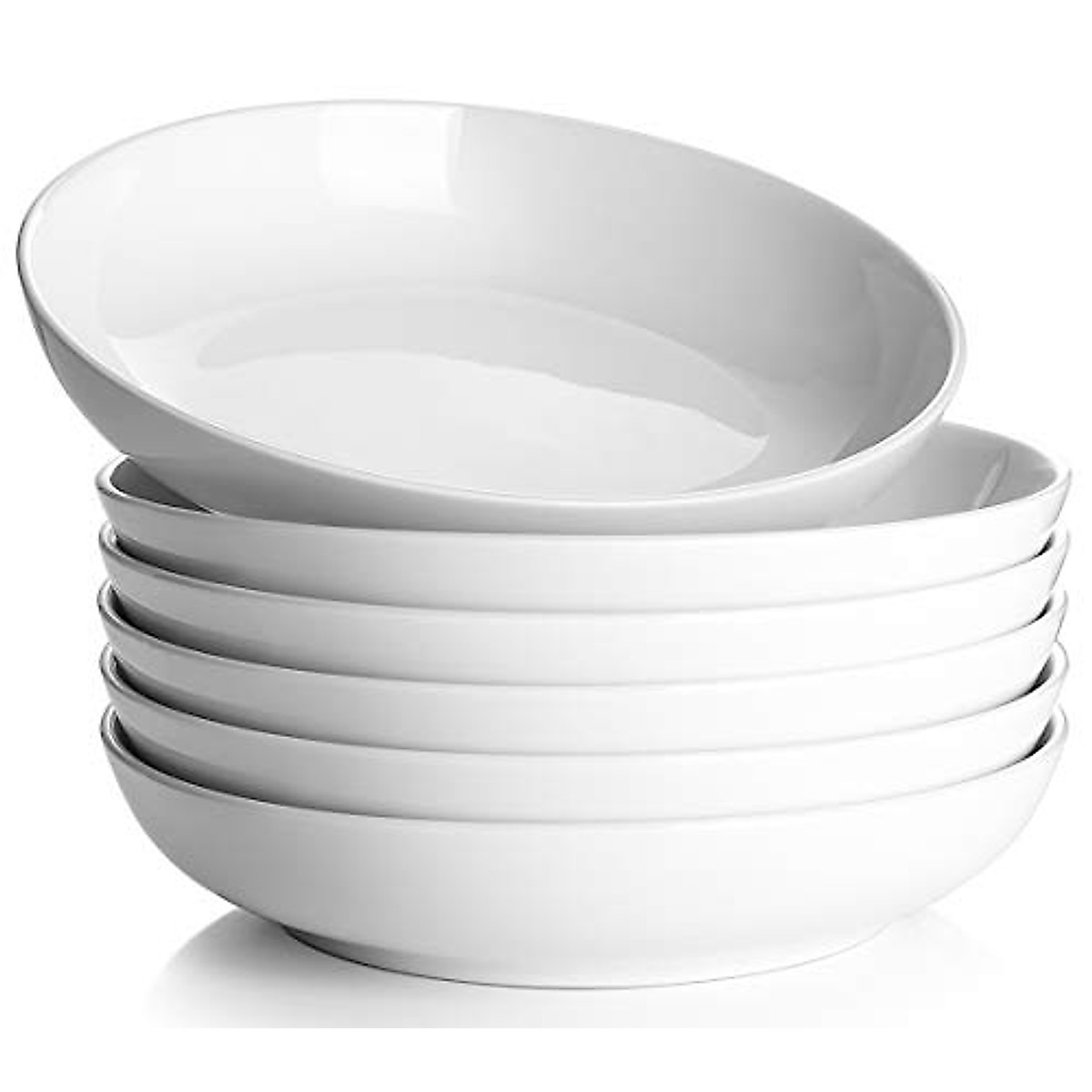 Y YHY Pasta Bowls 30oz, Large Salad Serving Bowls, White Soup Bowls, Porcelain Pasta Bowls Set of 6, Microwave Dishwasher Safe