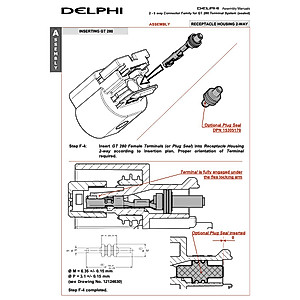 Aptiv 5-PIN GT-280 Series 25 Amps Sealed Connector Set Wire Gauge 16 18 GA