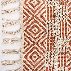 Primitives by Kathy Terracotta & Cream Textured Geometric Design Bohemian Decorative Area Rug