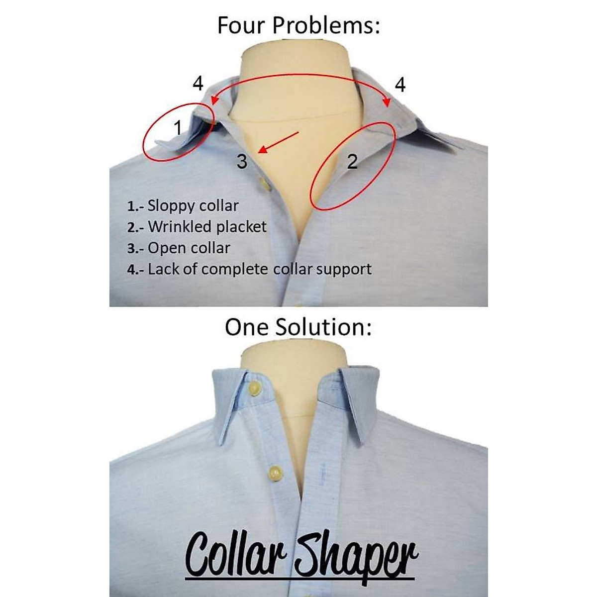 SIZE SELECTED: 16 Off-White | THE ORIGINAL Collar Support System | Collar Stays | NOT MADE of cheap, useless plastic like Copycat products.