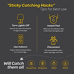 Fly Trap Indoor (2PK) Capture Flies, Moths, Fruit Flies, Gnats, Mosquito Trap, Plug-in Gnat Traps for House Indoor with Attractive UV Light Odor/Mess-Free. 600 Sq Ft Protection (2 Devices + 6 Refill)