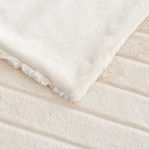 Luxury Decorative Striped Faux Fur Throw Blanket 50"x 60" for Couch Sofa Bed, Lightweight, Soft & Cozy